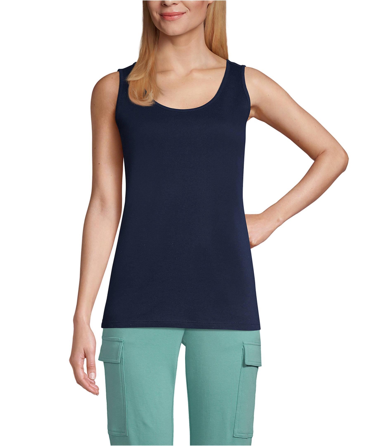 Click here for Lands End Womens Cotton Tank Top - Radiant navy prices