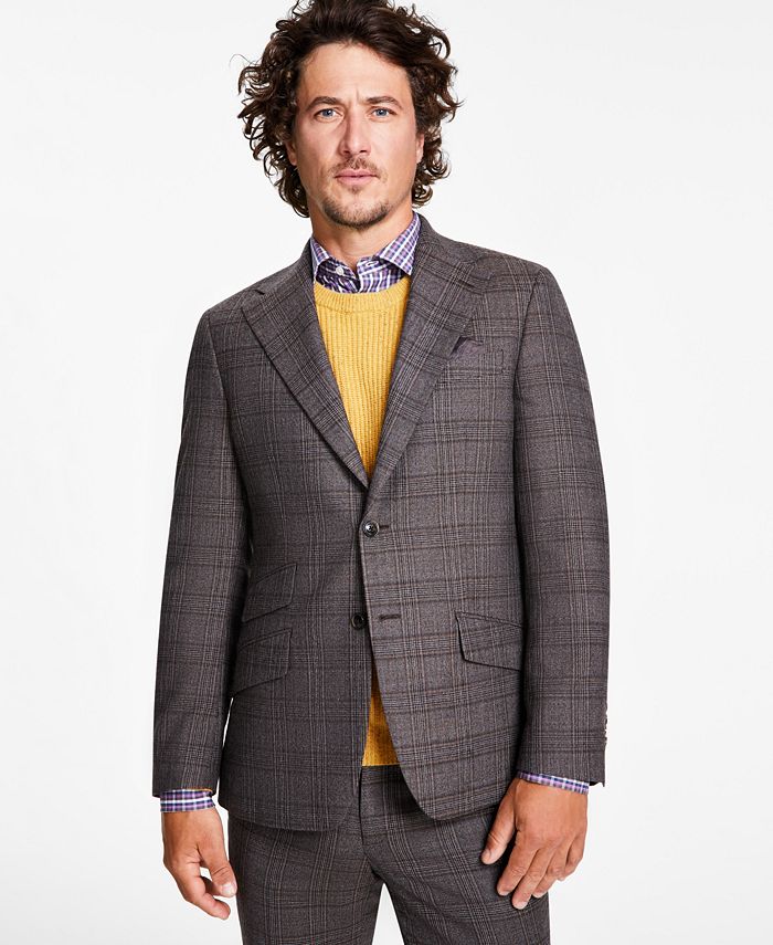 Tallia Men's Slim-Fit Stretch Plaid Suit Jacket - Macy's
