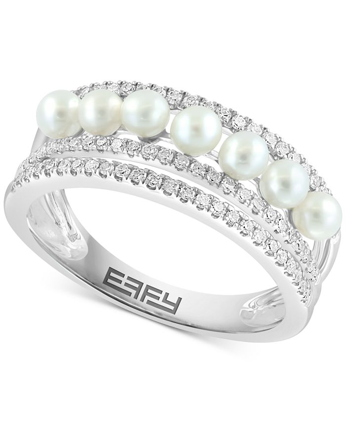 EFFY Collection EFFY® Freshwater Pearl (3mm) & Diamond (1/3 ct. t.w ...