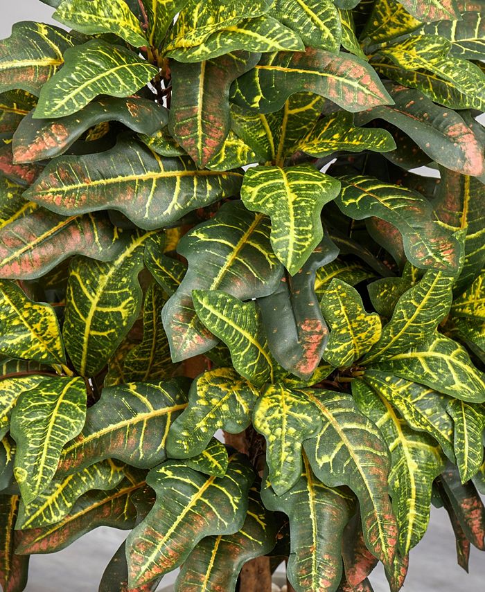 Nearly Natural 3.5' Croton Artificial Plant in Sand Colored Planter ...