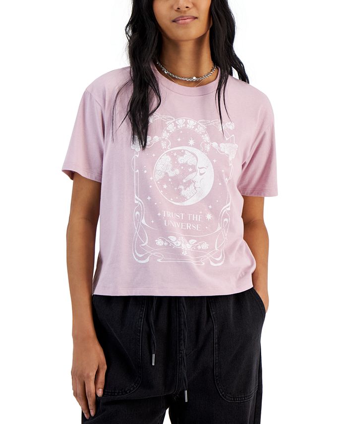 Rebellious One Juniors' Celestial Cropped Graphic T-Shirt - Macy's