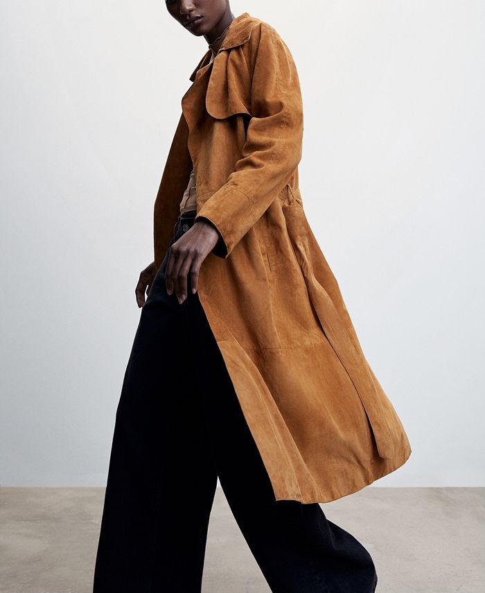 MANGO Women's Leather Trench Coat - Macy's
