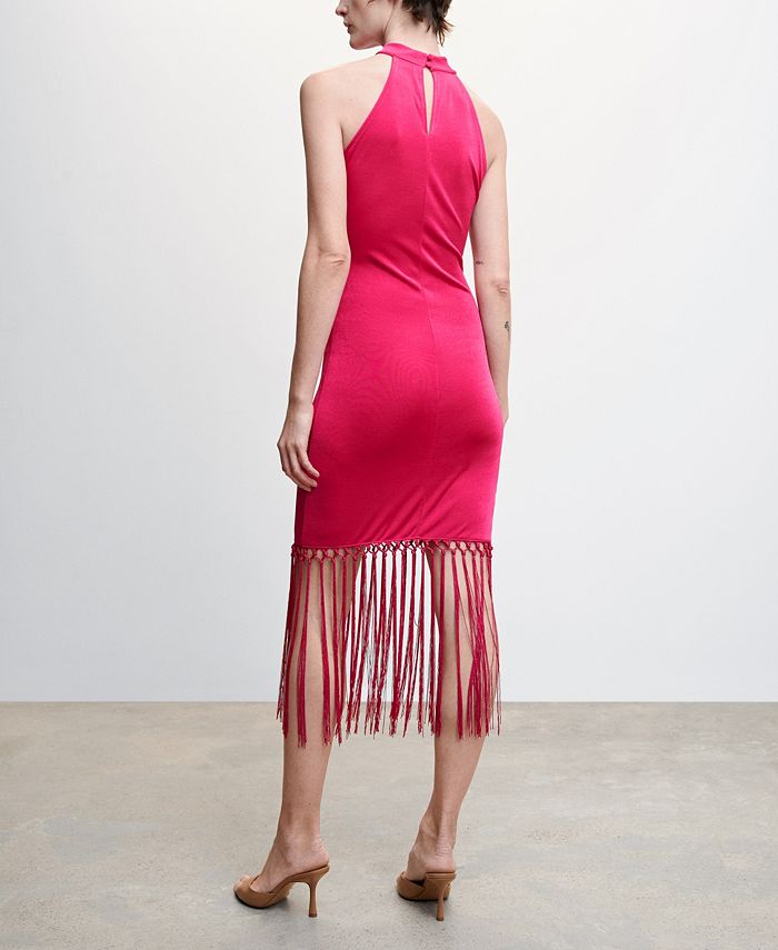 MANGO Women's Halter Neck Fringed Dress - Macy's