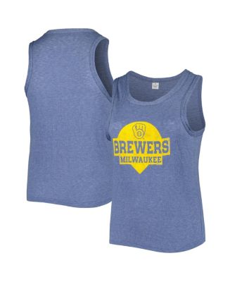 Women's Soft As A Grape Navy Milwaukee Brewers Plus Size High Neck Tri ...