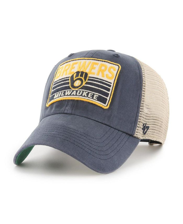 '47 Brand Men's Navy Milwaukee Brewers Four Stroke Clean Up Trucker ...