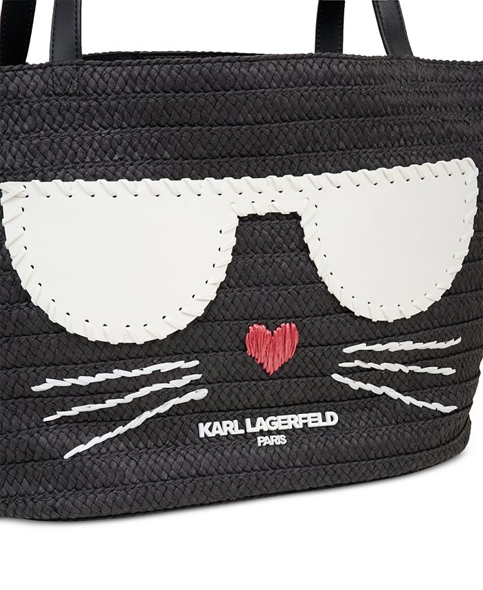 KARL LAGERFELD PARIS Ikons Extra-Large Straw Tote - Macy's