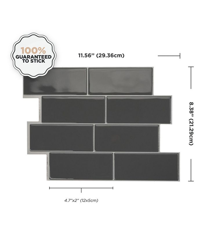 The Smart Tiles Smart Tiles Metro Grigio 11.56 in. X 8.38 in. Peel and ...