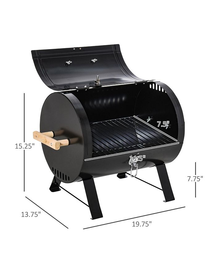 Outsunny 20" Mini Small Smoker Charcoal Grill Side Fire Box, Portable ...