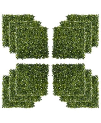 Outsunny 12 Piece Artificial Boxwood Privacy Fence Screen, 20" x 20 ...