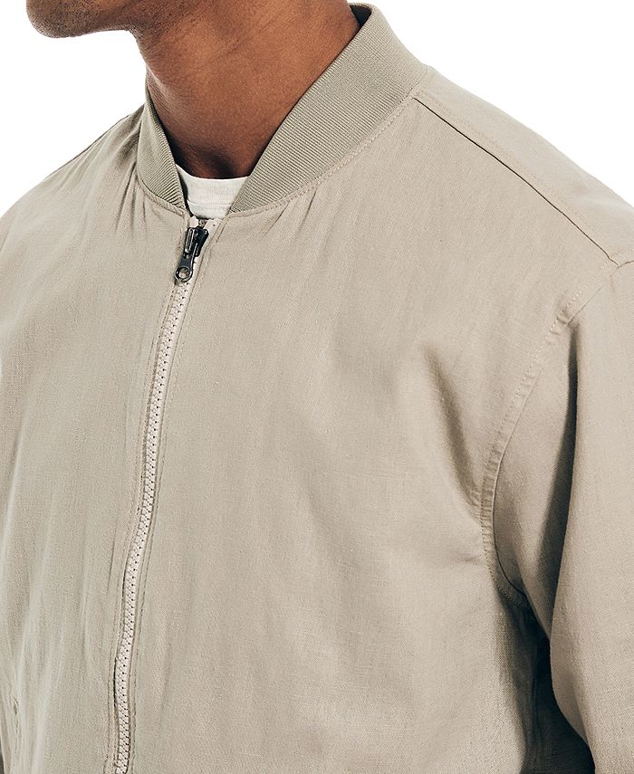 Nautica Men's Zip-Front Linen Blend Varsity Jacket - Macy's