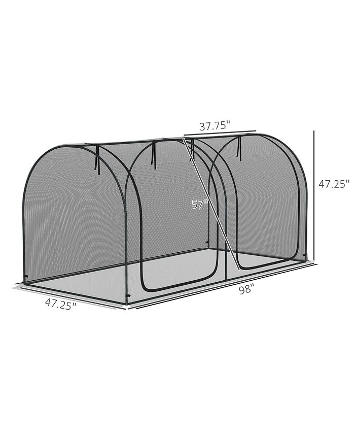 Outsunny 8' x 4' Crop Cage, Plant Protection Tent with Two Zippered ...