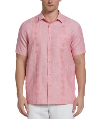 Cubavera Men's Embroidered Pintucked Panel Button-Down Shirt - Macy's