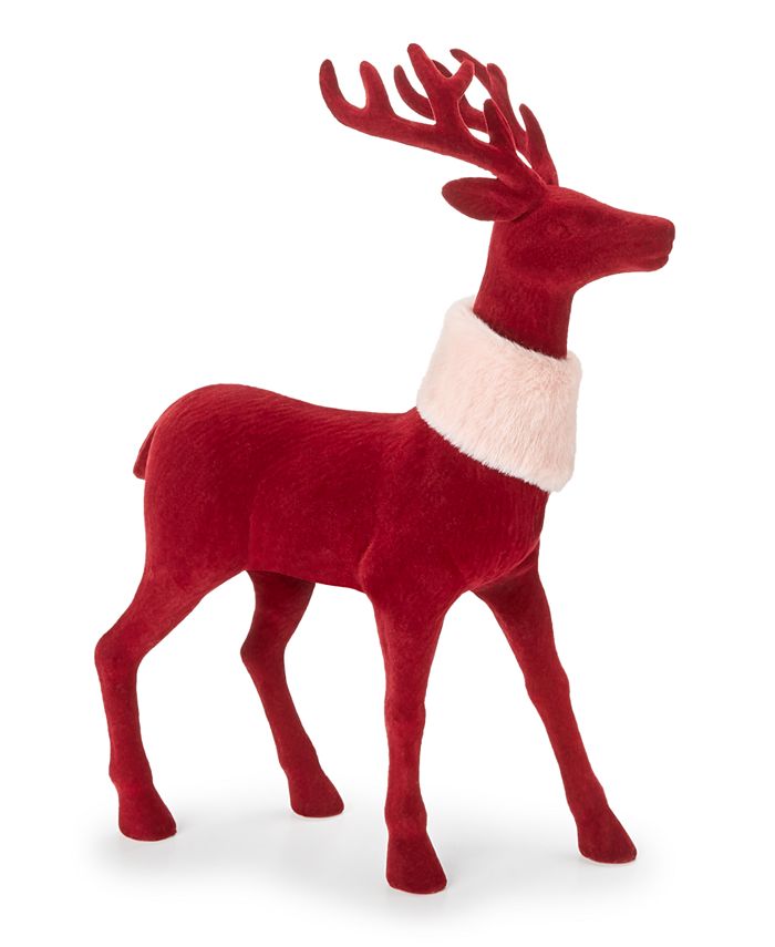 Holiday Lane Burgundy and Blush Reindeer Decoration with Pink Scarf ...