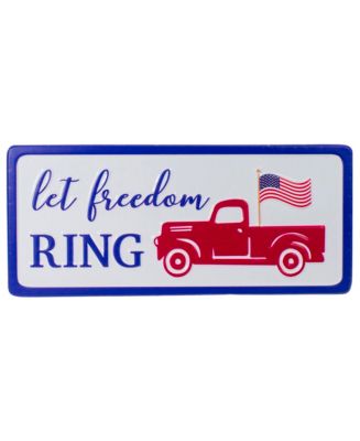 12" Metal Patriotic "Let Freedom RING" Sign with A Flag Wall Decor - Macy's
