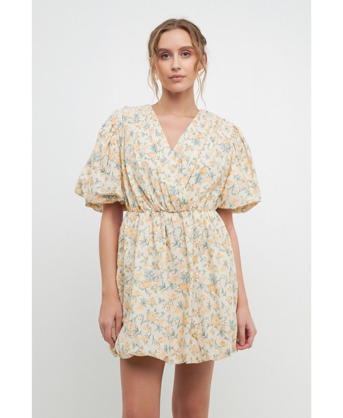 Free the Roses Women's Floral Embroidered Bubble Mini Dress - Macy's