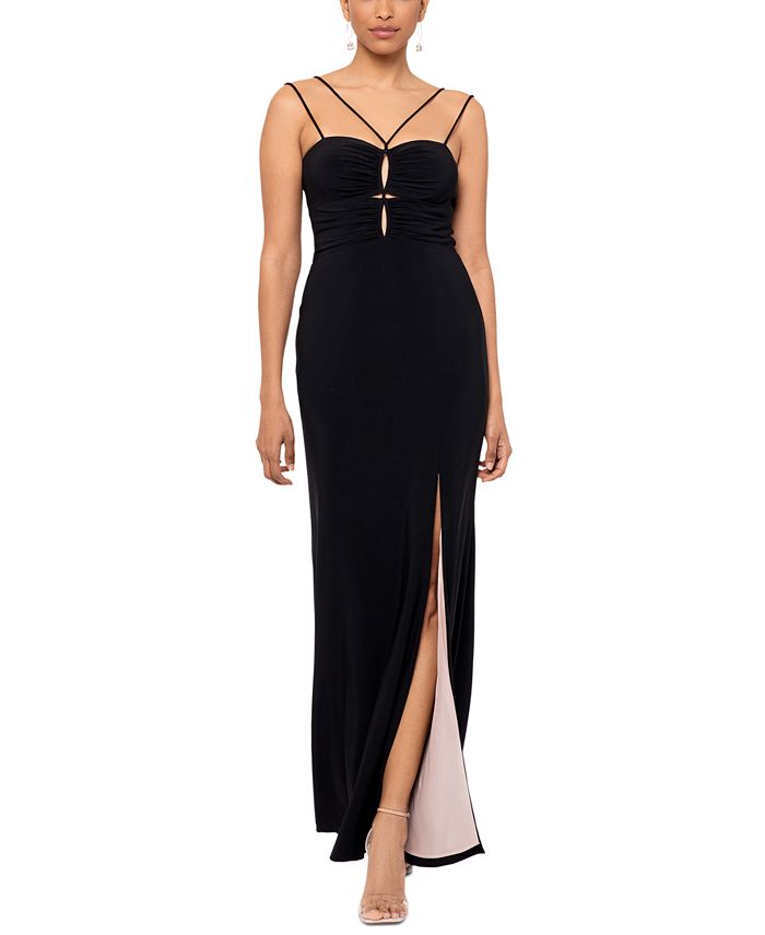 XSCAPE Women's Ruched Keyhole Gown - Macy's