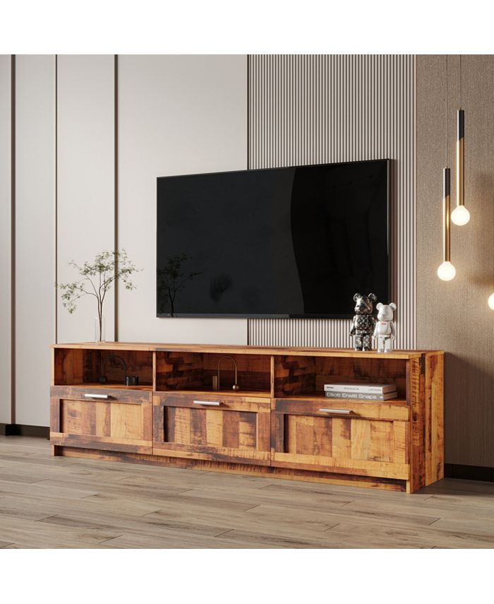 Simplie Fun Modern minimalist TV cabinet 80 inch TV stand, open locker ...