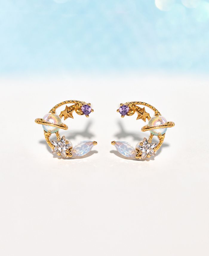 Girls Crew Crystal Multi-Color Celestial Starscape Stud Earrings - Macy's