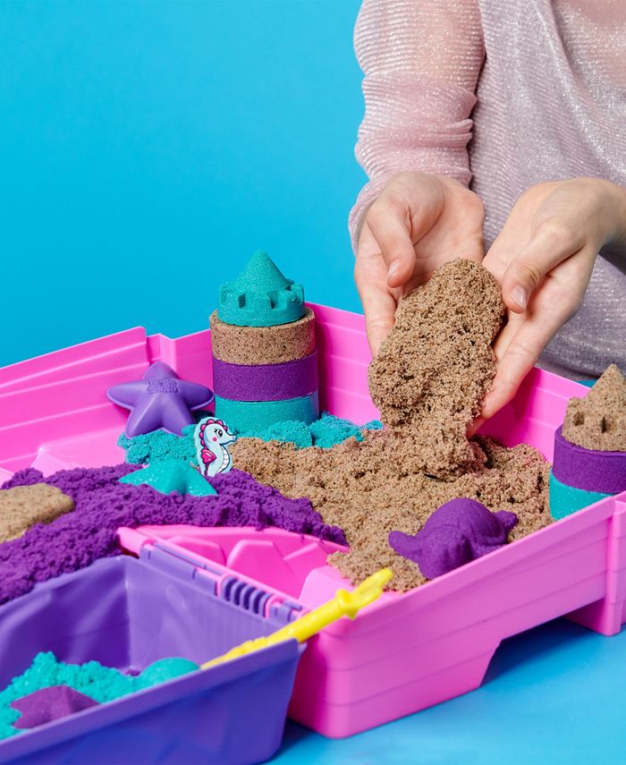 Kinetic Sand Mermaid Palace Playset, Shimmer Play Sand- Folding Sandbox ...