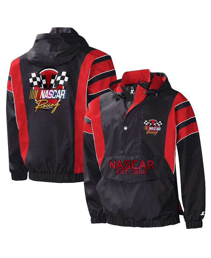 Starter Men's Black, Red NASCAR Impact Half-Snap Pullover Jacket - Macy's