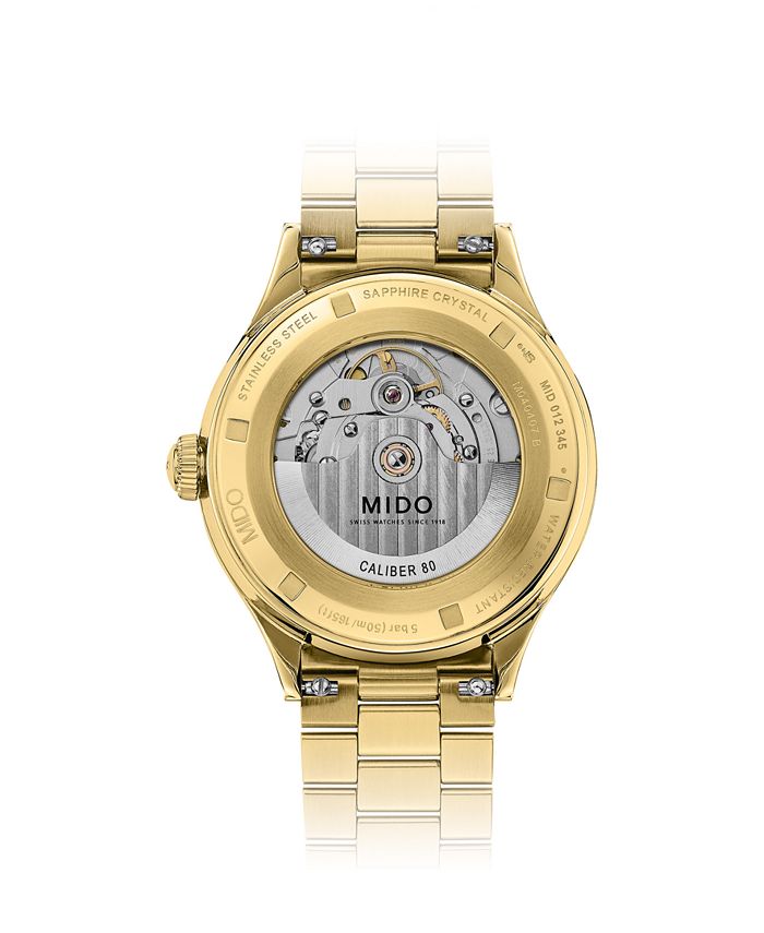Mido Unisex Swiss Automatic Multifort Powerwind Gold PVD Bracelet Watch ...