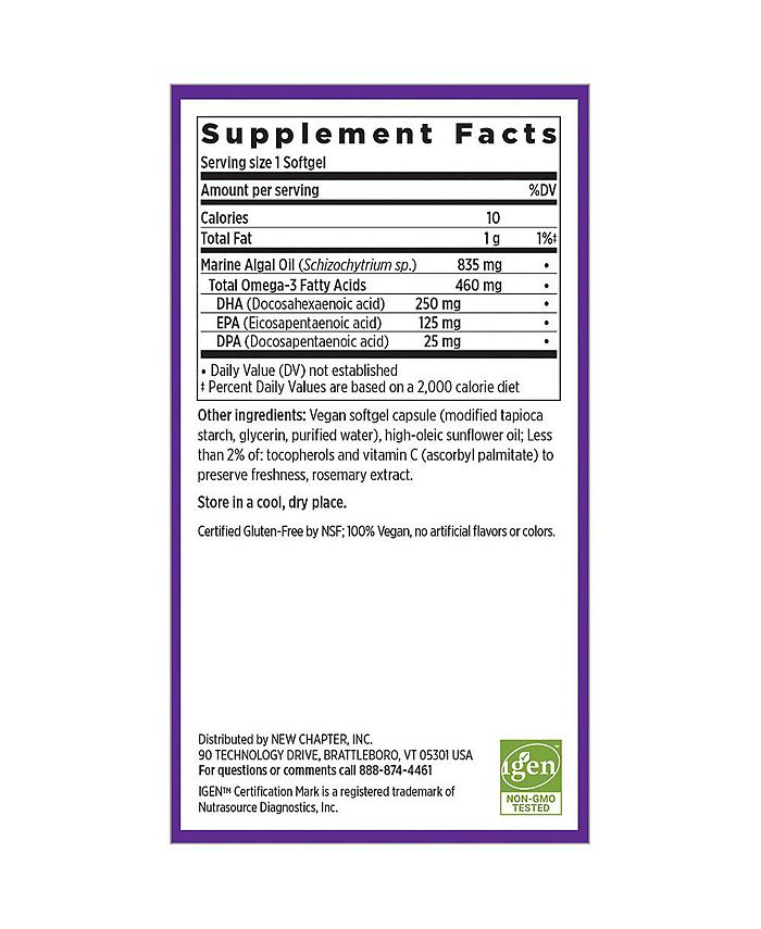 New Chapter Omega-3 Complex - Plant-Based DHA & EPA 460mg per Serving ...