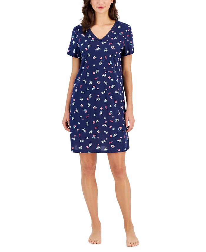 Charter Club Women's Cotton Essentials Short-Sleeve Sleepshirt, Created ...