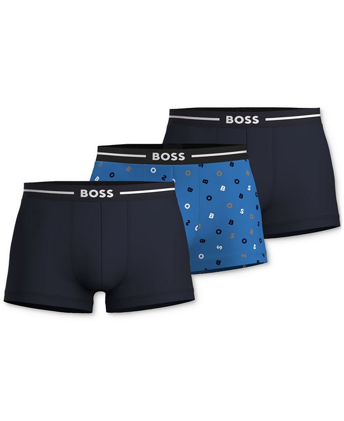 BOSS Men's 3-Pk. Bold Design Logo Trunks - Macy's