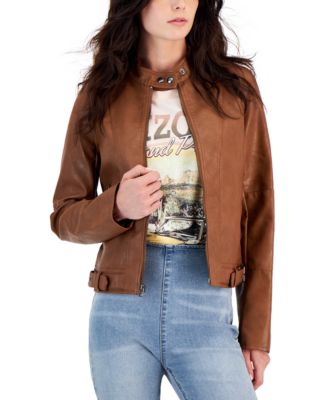 Maralyn & Me Juniors' Faux-Leather Long-Sleeve Moto Jacket - Macy's