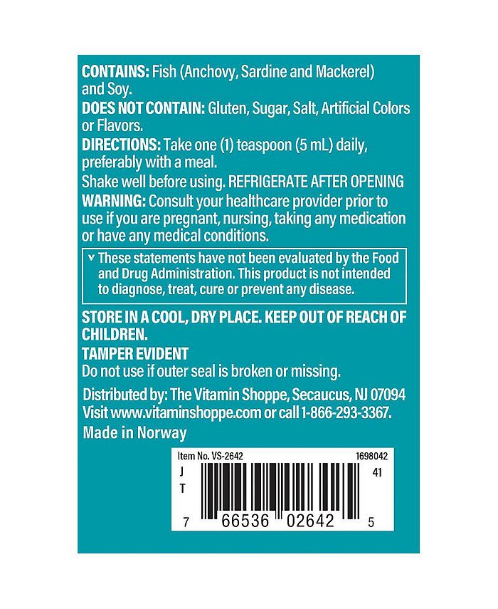 The Vitamin Shoppe Omega-3 Fish Oil - EPA 800 MG/DHA 500 MG - Supports ...