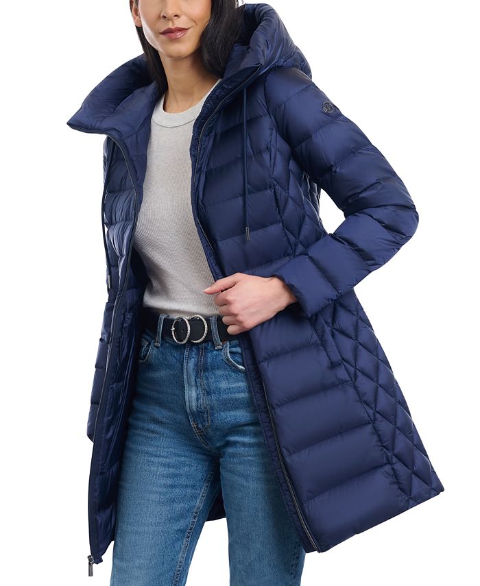 Michael Kors Women's Petite Hooded Down Packable Puffer Coat, Created ...