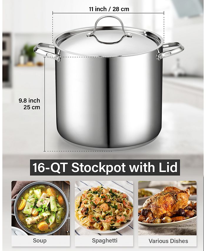 Cooks Standard 18/10 Stainless Steel Stockpot 16-Quart, Classic Deep ...