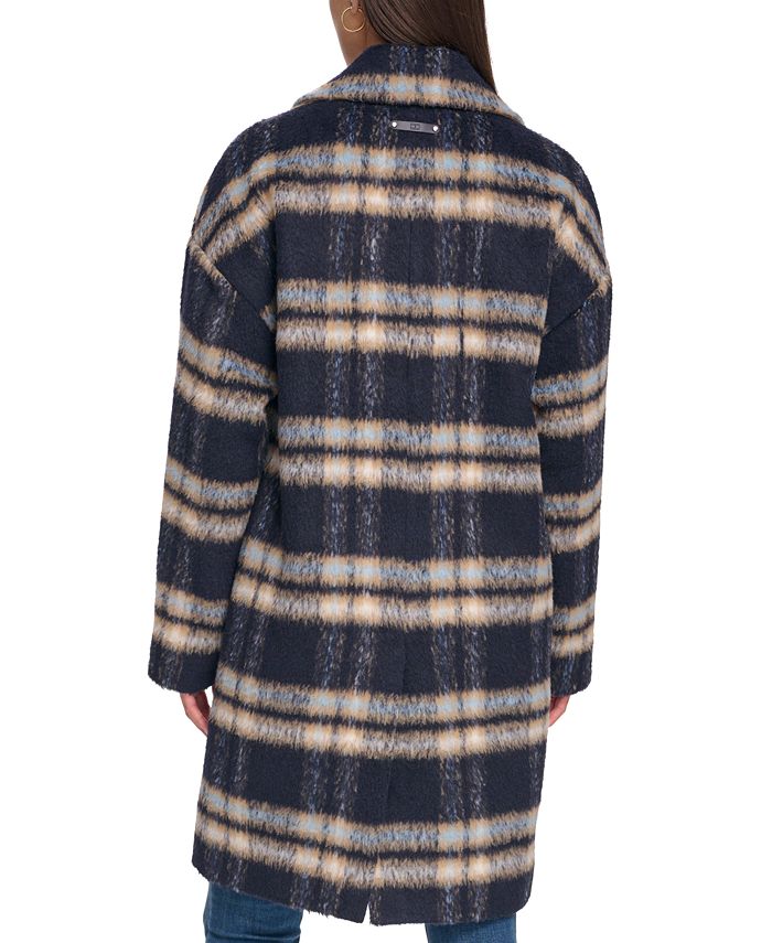 Tommy Hilfiger Women's Single-Breasted Plaid Notch-Neck Coat - Macy's