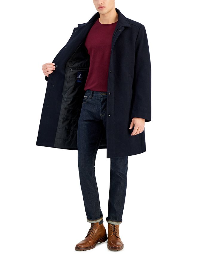 Nautica Mens Classic Fit Bib Wool Blend Overcoat Macys