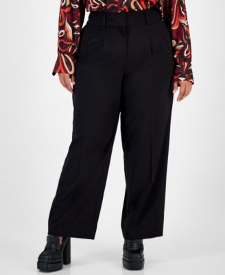 Bar III Plus Size Solid Pleat-Front Wide-Leg Pants, Created for Macy's ...