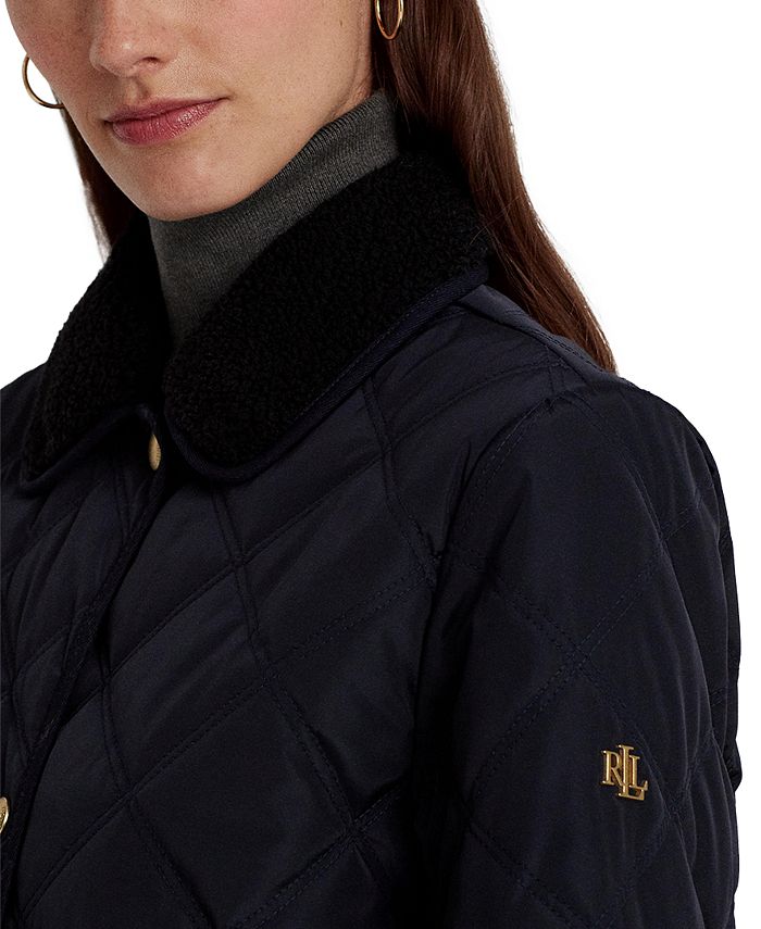 Lauren Ralph Lauren Women's Faux-Fur-Collar Quilted Coat - Macy's
