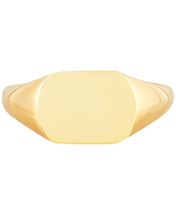 Macy's Polished Rounded-Edge Rectangle Signet Ring in 10k Gold - Macy's