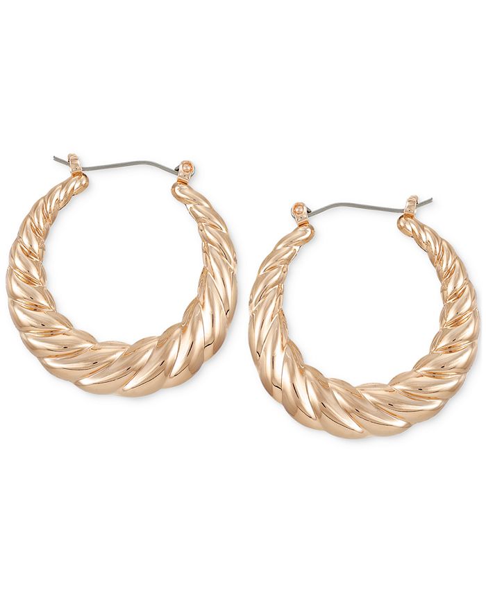 GUESS Rose Gold-Tone Medium Twist Hoop Earrings, 1.5" - Macy's
