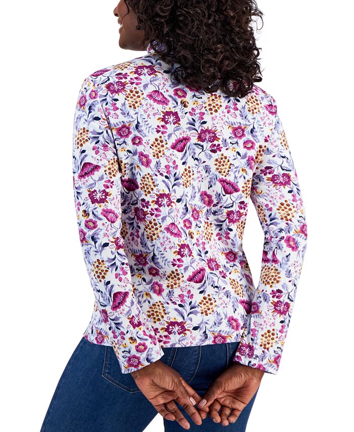 Karen Scott Women's Janelle Printed Mock-Neck Top, Created for Macy's ...