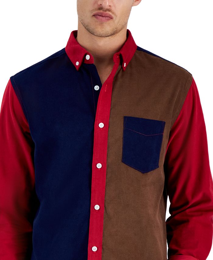 Club Room Men's Colorblocked Corduroy Shirt, Created for Macy's - Macy's
