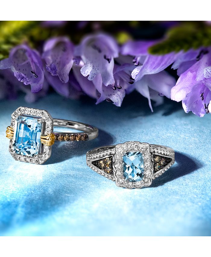 Le Vian Sea Blue Aquamarine (2 ct. t.w.) & Diamond (3/8 ct. t.w.) Ring ...