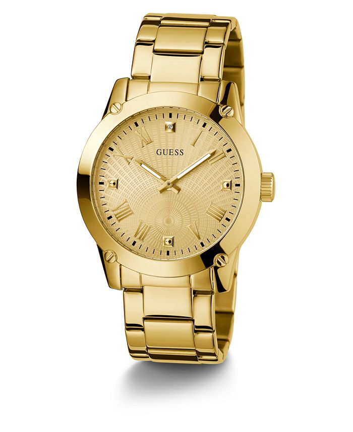 GUESS Men's Analog Gold-Tone Stainless Steel Watch 44mm - Macy's