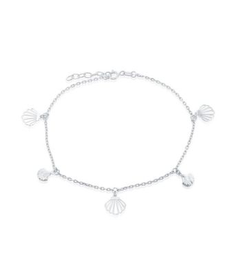 Simona Sterling Silver Alternating Flat & Puffed Seashell Anklet - Macy's