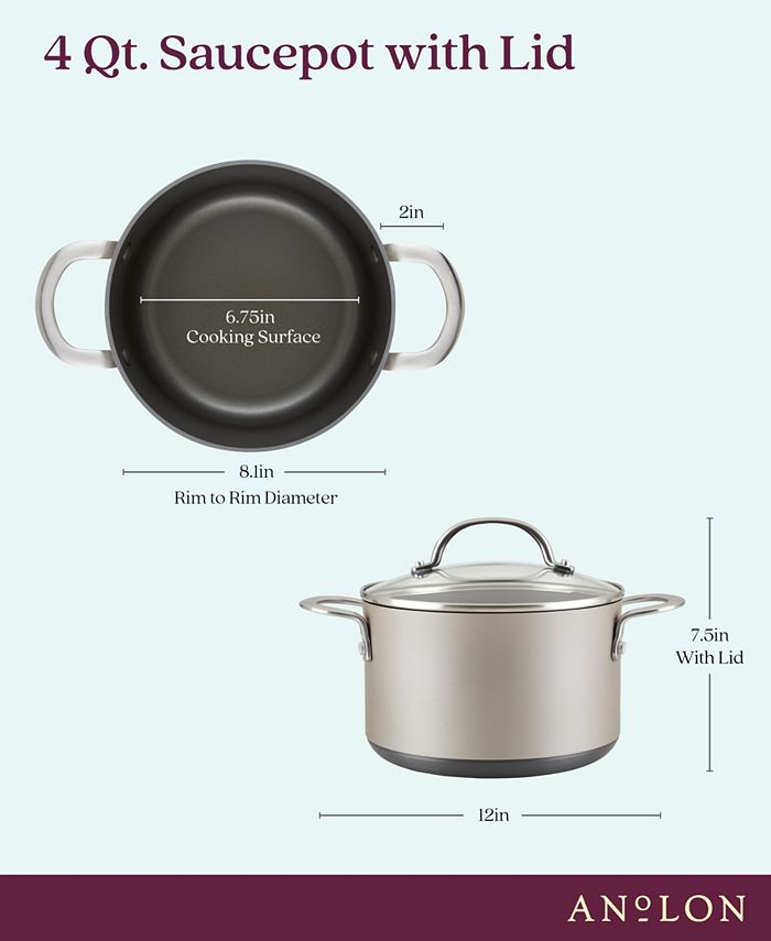 Anolon Achieve Hard Anodized Nonstick 4 Quart Saucepot with Lid - Macy's