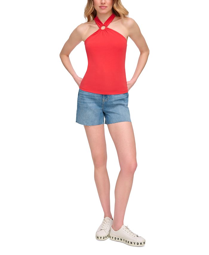 DKNY Jeans Women's Sleeveless Crossover Halter Top - Macy's
