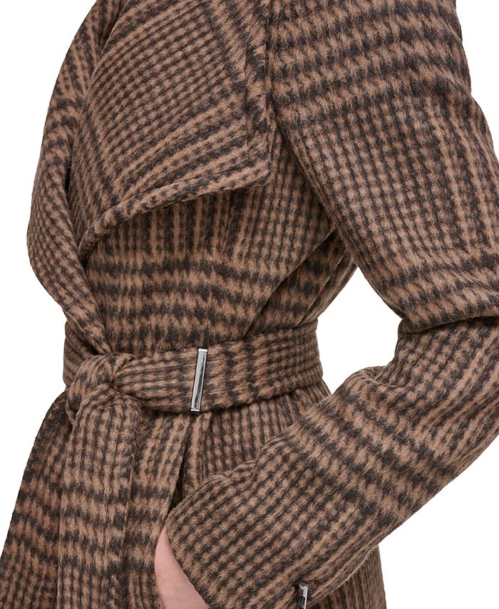 Calvin Klein Womens Asymmetrical Belted Wrap Coat Created For Macys