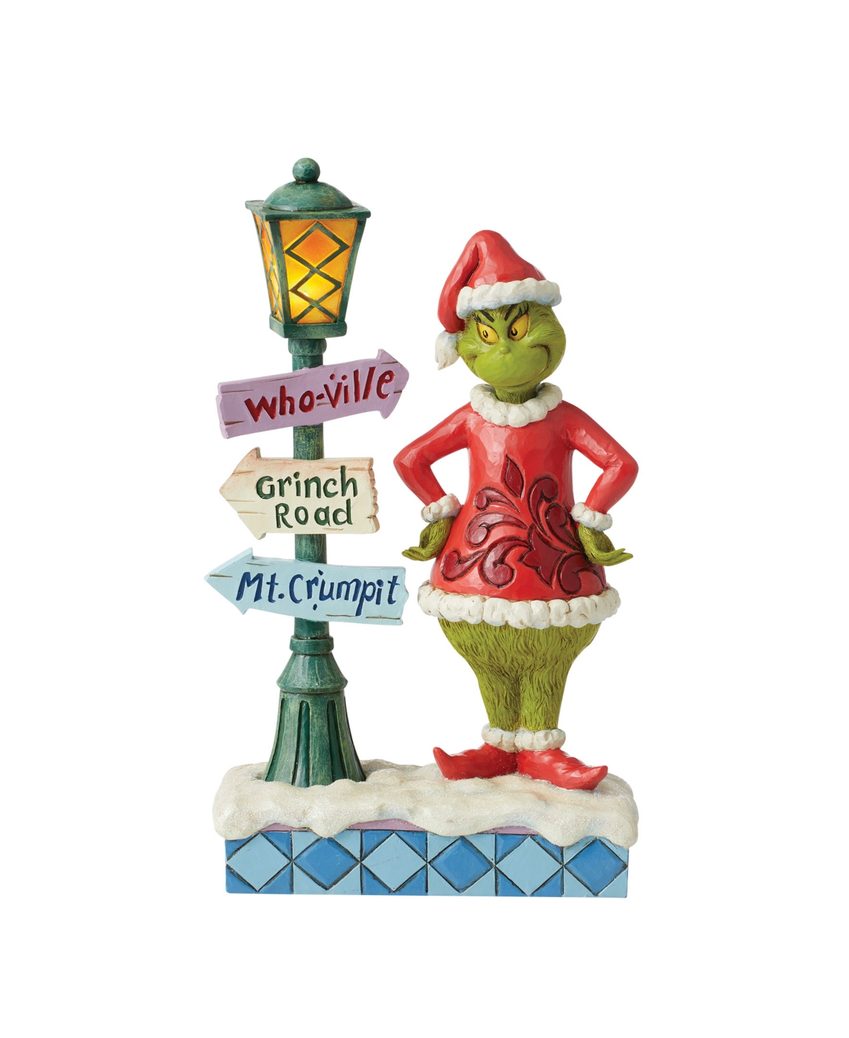Jim Shore Grinch By Lit Lamppost Figurine - Multi | Smart Closet
