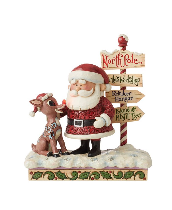 Jim Shore Rudolph & Santa Signpost Figurine - Macy's