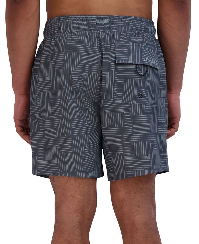 Spyder Men's Geo-Print 7" Swim Trunks with Comfort Liner - Macy's
