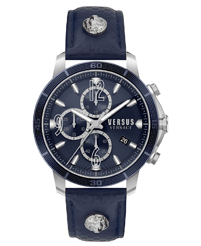 Versus Versace Men's Chronograph Quartz Bicocca Blue Textured Leather ...